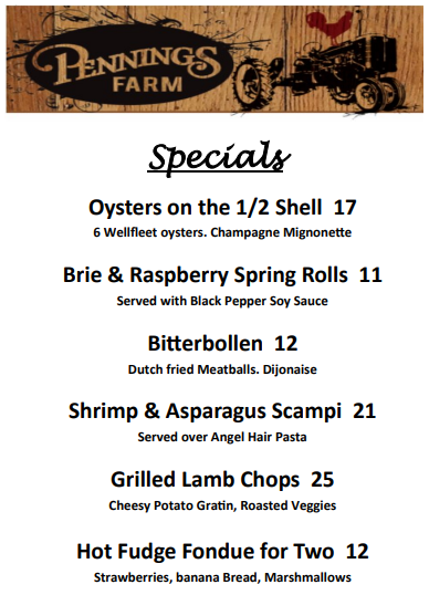 Farm to Table Restaurant Warwick, Orange County NY - Pennings Harvest Grill
